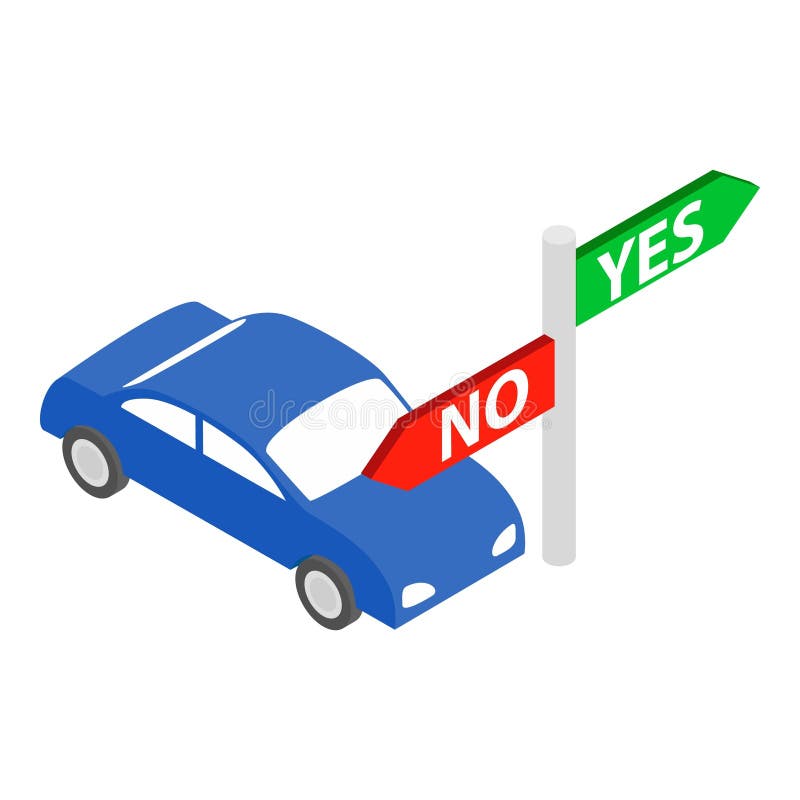 Choosing Direction Icon Isometric Vector. Car in Front of Road ...