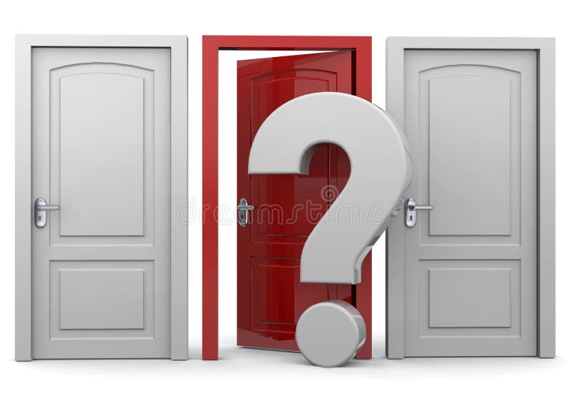 Choosing a Door - 3D stock illustration. Illustration of keyhole - 50377761