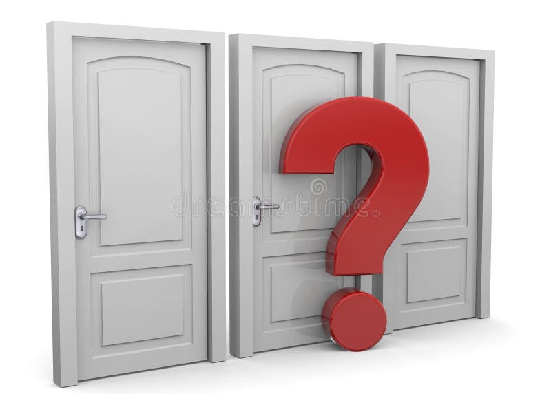 Choosing a Door - 3D stock illustration. Illustration of concept - 50378636