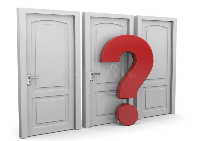 Choosing a Door - 3D stock illustration. Illustration of concept - 50378636