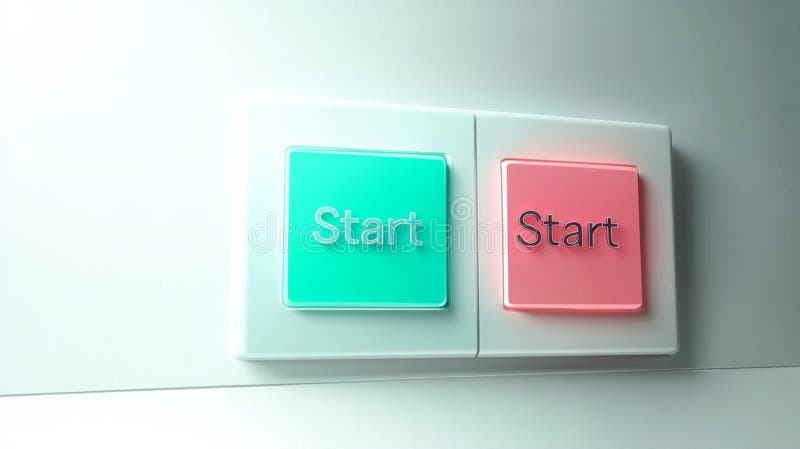 Choosing between Green or Red Start Button on White Panel Stock ...