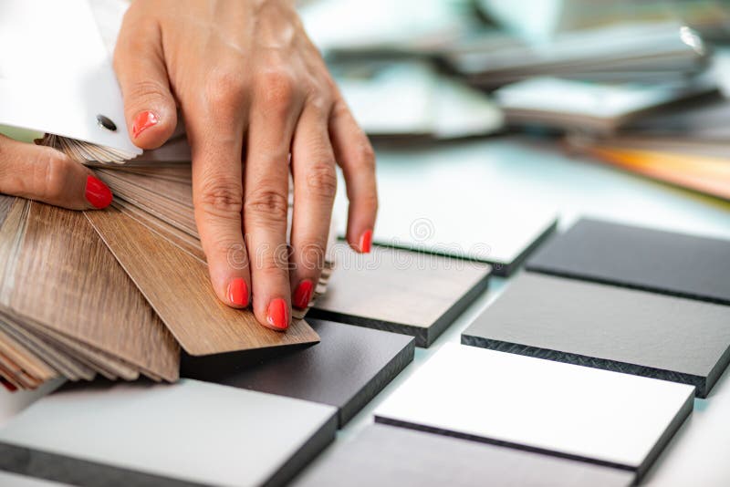 Choosing Materials, Matching Colors for Interior Decoration Stock Photo ...