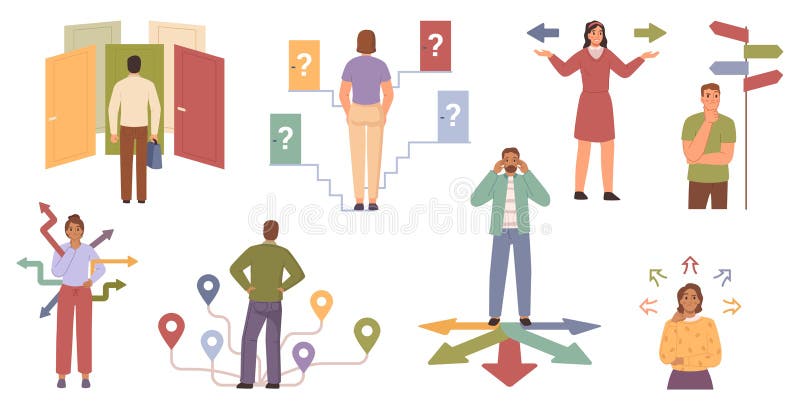 Choosing from Multiple Direction Solutions People Stock Vector ...