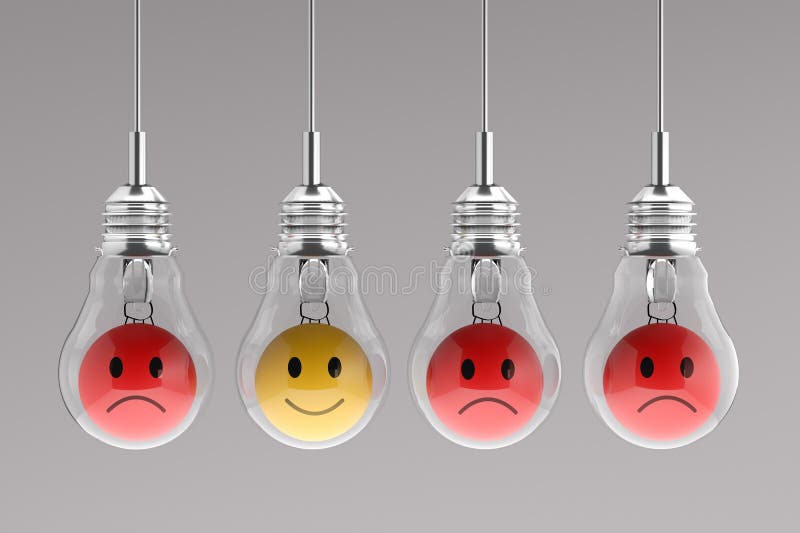 Choosing Positive Thinking Over Negative Thinking: Light Bulbs with ...