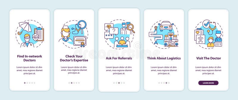 Choosing Primary Care Doctor Tips Onboarding Mobile App Page Screen ... Choosing Primary Care Doctor Tips Onboarding Mobile App Page Screen ...