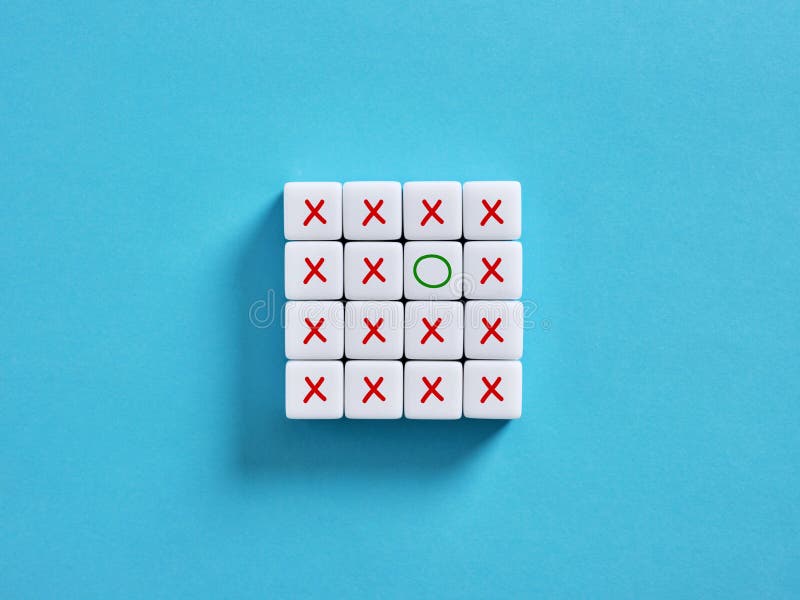 Choosing Right Answer Concept with Red Crosses and Green Circle on Dice ...