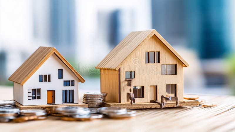 Choosing between Two Houses for Sale Stock Illustration - Illustration ...