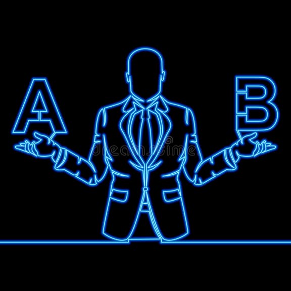 Choosing between Two Options, Making a Decision Icon Neon Glow Concept ...