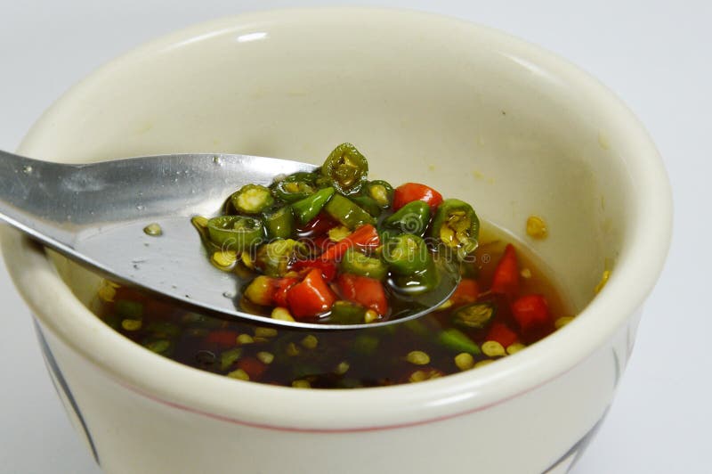 Chop Chili Fish Sauce in the Cup Stock Photo - Image of bowl, salt ...