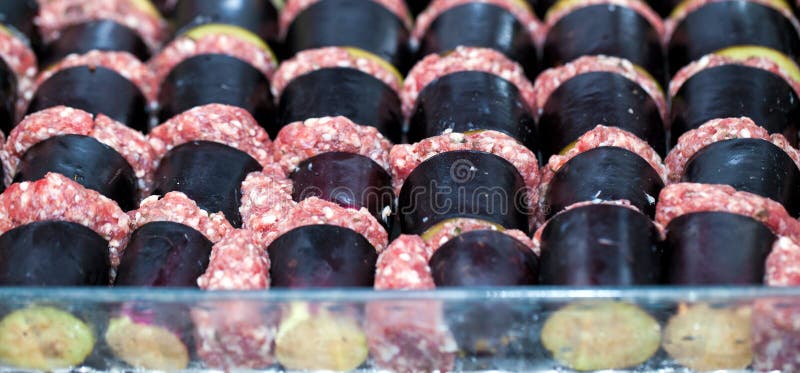 Chop Meat in the Eggplant stock photo. Image of aubergine - 210519374