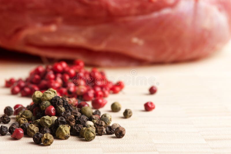 Chop meat and papper stock image. Image of fillet, piece - 43400631