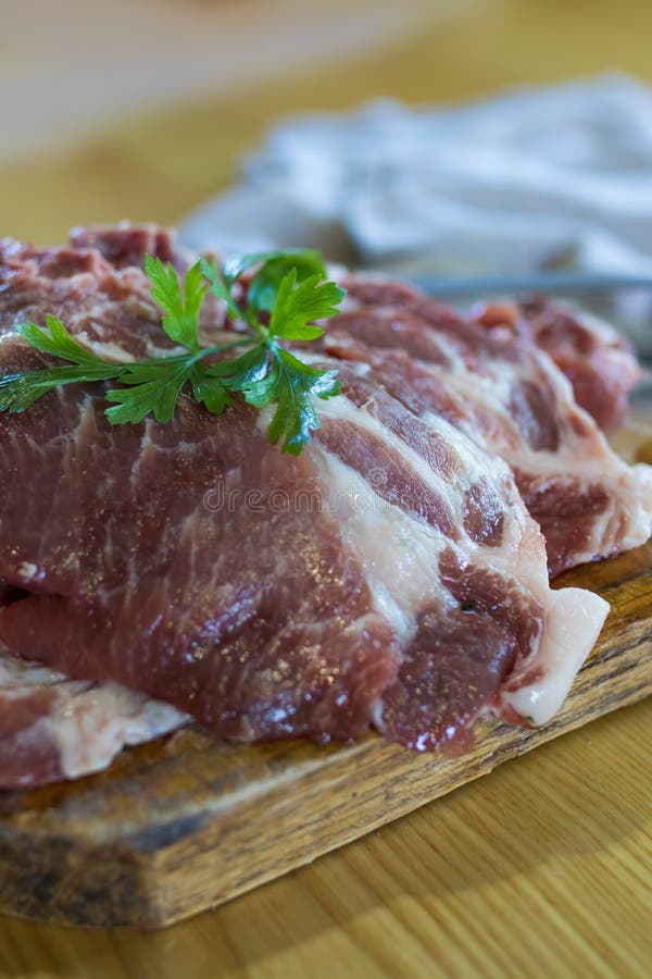 Chop meat on wood stock image. Image of kitchen, dark - 167085875