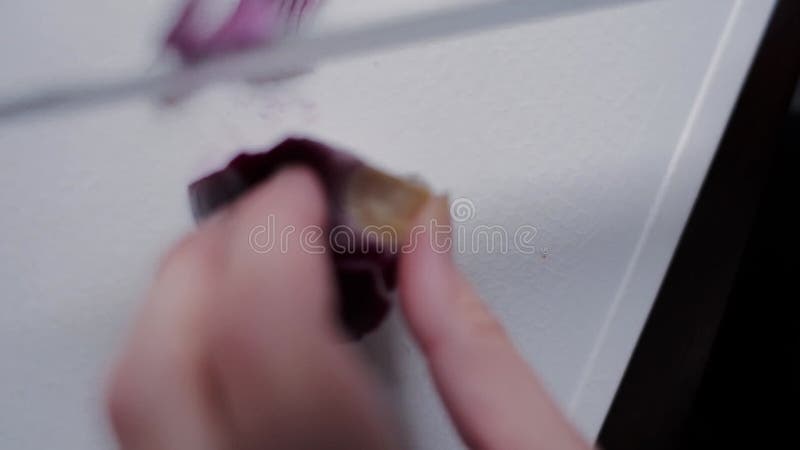 Chop the Red Onion on the Board on the Table Stock Video - Video of ...