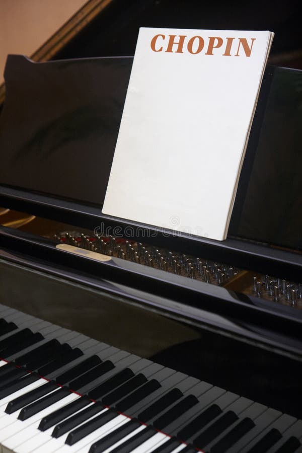 Chopin Classical Musical Score with Piano and People Background Stock ...