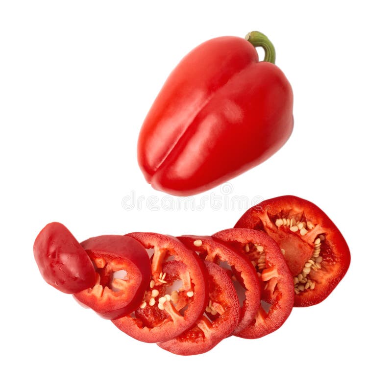 Chopped â€‹â€‹red Bell Pepper Isolated on a White Background Stock ...