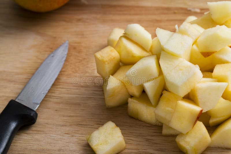 Chopped Apples stock photo. Image of food, knife, juicy - 36448570