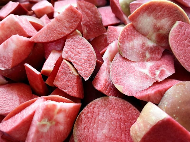 Chopped Apples with Red Pulp and Skin Prepared for Making Jam Stock ...
