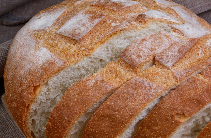 Chopped Bun of Round Village Bread Stock Image - Image of round ...