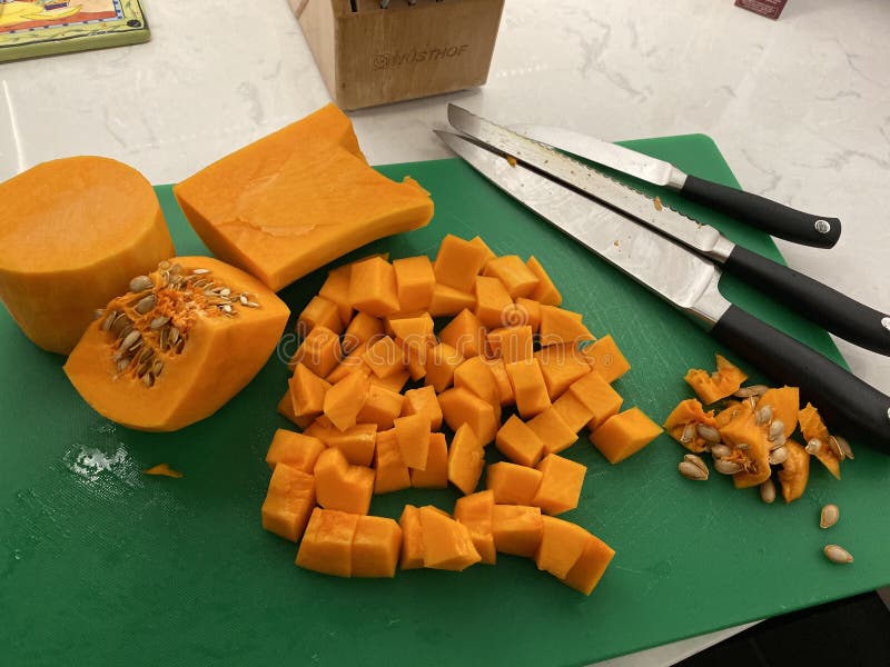 Chopped butternut squash stock image. Image of seasonal - 177374915