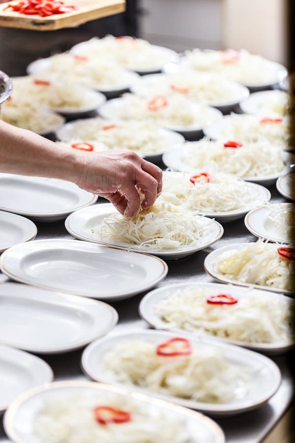Chopped Cabbage in a White Plates Stock Image - Image of organic, green ...