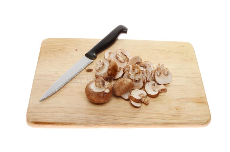 Chopped chestnut mushrooms stock image. Image of wood - 27746507