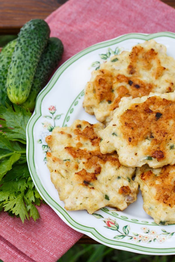 Chopped chicken cutlets stock photo. Image of cucumbers - 58903932