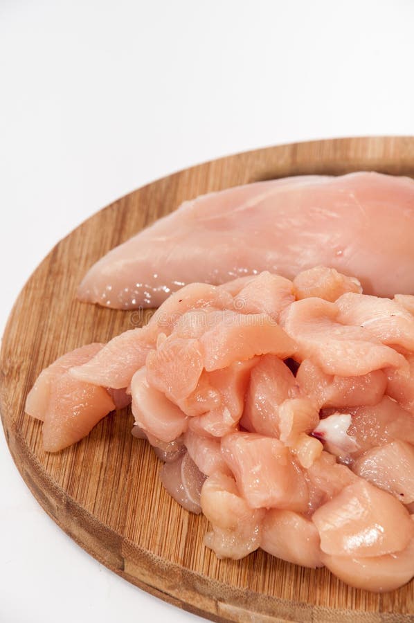 Chopped Chicken White Meat on the Wooden Board Stock Image - Image of ...
