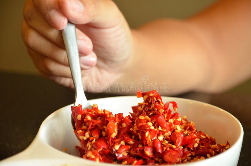 Chopped Chili Prepare for Cooking Stock Photo - Image of chilli, meal ...