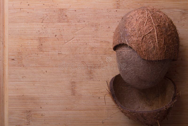 Chopped Coconut on a Chopping Board with Space Stock Image - Image of ...