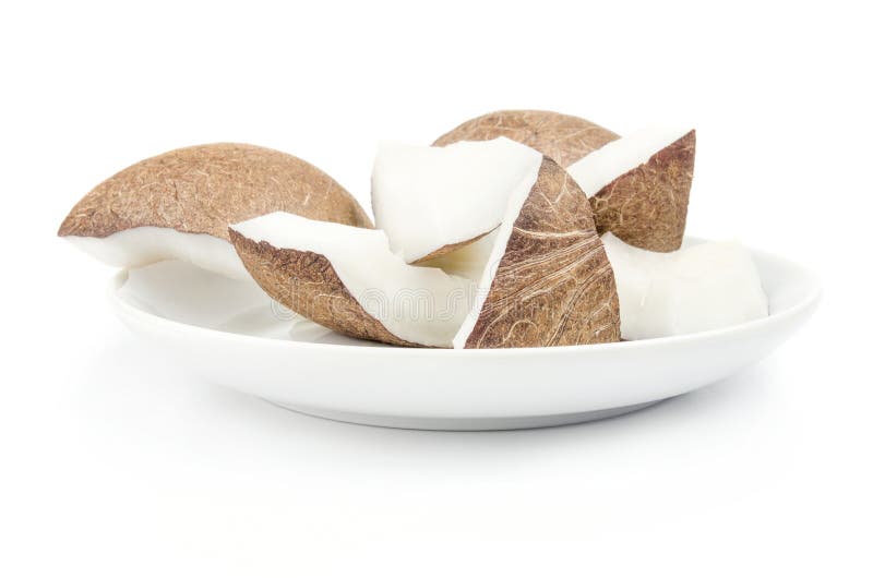 Chopped Coconut on a White Background Cutout Stock Image - Image of ...