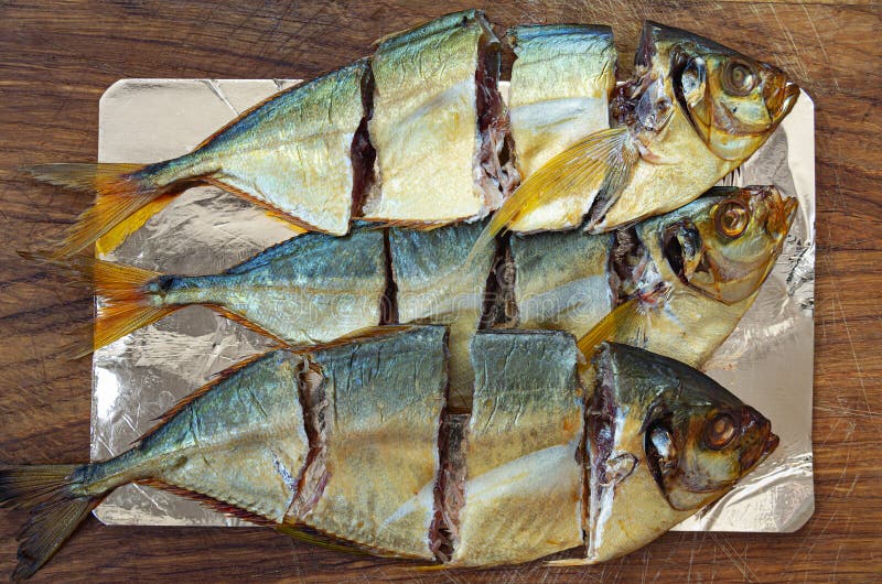 Chopped Cold-smoked Fish on a Cutting Board. Stock Image - Image of ...