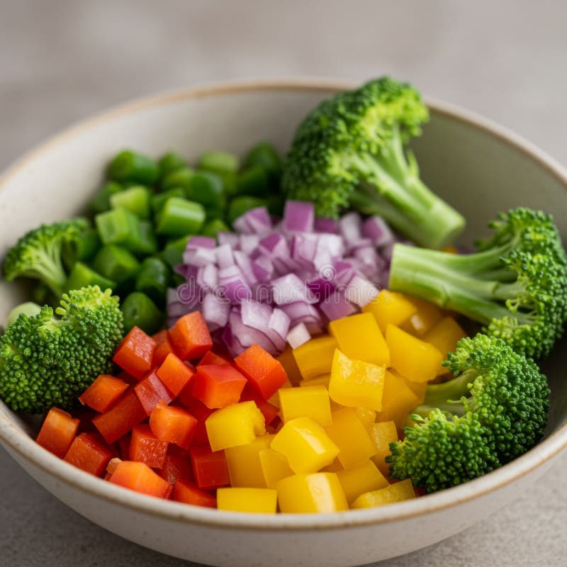 Chopped Colorful Vegetables in Bowl Stock Illustration - Illustration ...