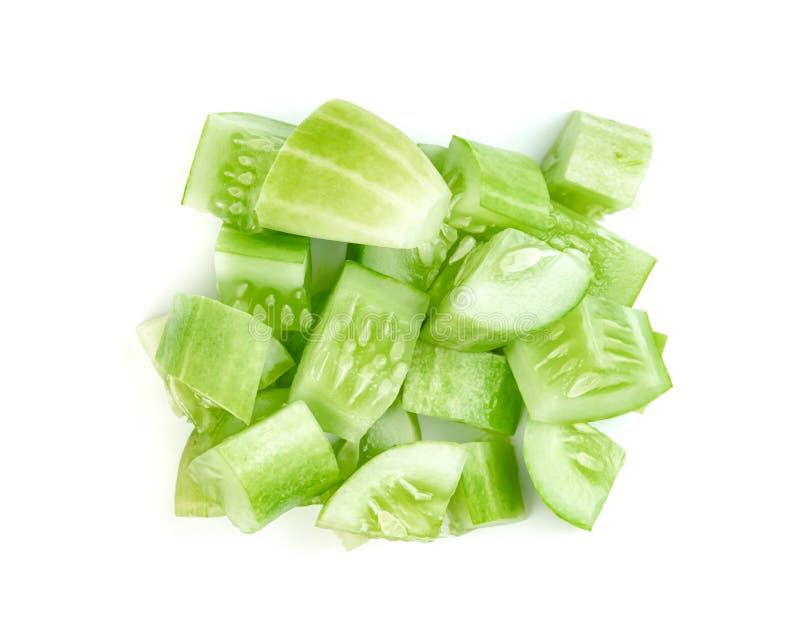 Chopped Cucumber Isolated on White Background Stock Image - Image of ...