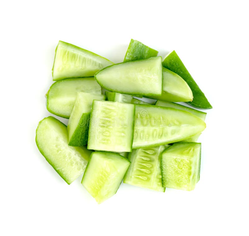 Chopped Cucumber Isolated on White Background Stock Photo - Image of ...
