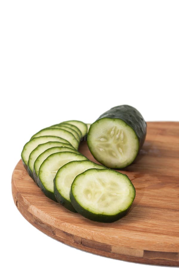 Chopped Cucumber Stacked on Wooden Board Stock Photo - Image of prepare ...