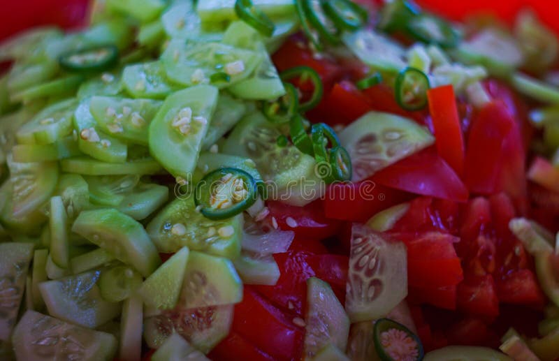 Chopped Cucumbers and Tomatoes Stock Photo - Image of salad, meal ...