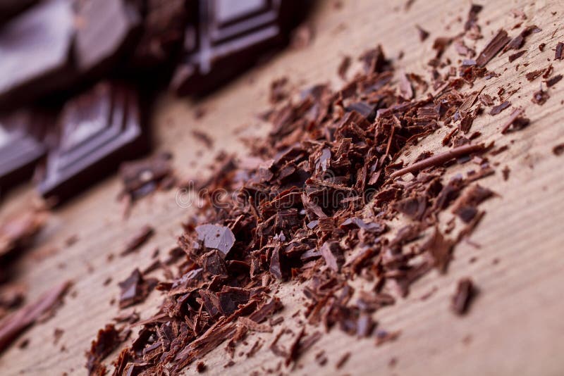 Chopped Dark Chocolate with Cocoa Stock Photo - Image of black, chopped ...