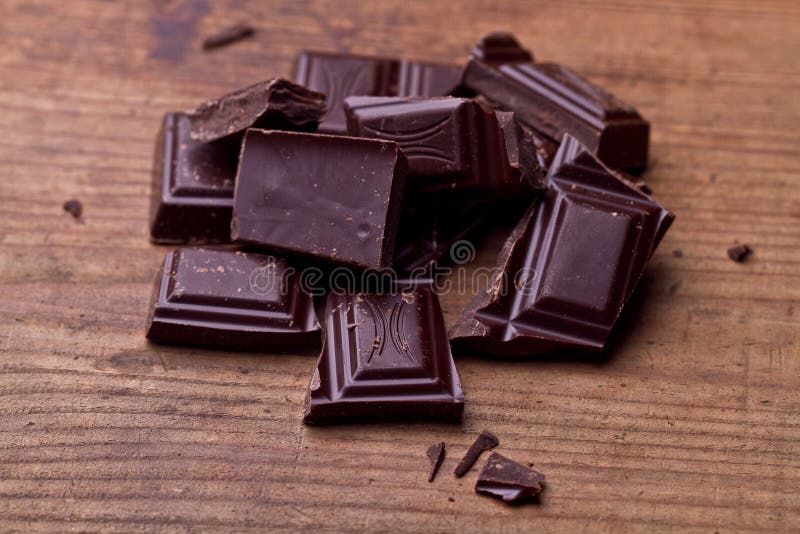 Chopped Dark Chocolate with Cocoa Stock Image - Image of grounded ...