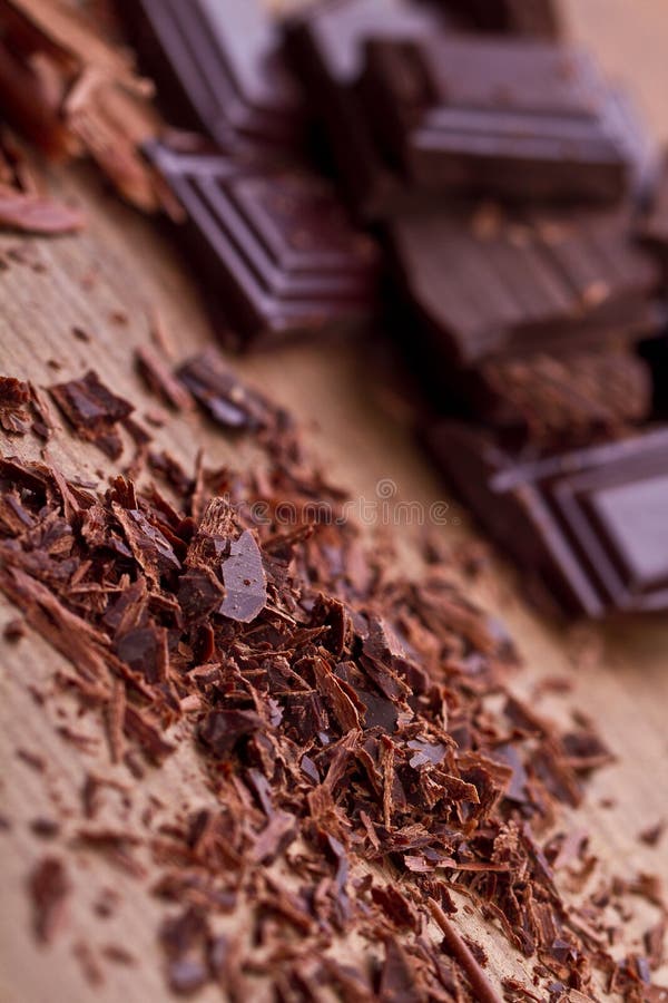 Chopped Dark Chocolate with Cocoa Stock Image - Image of sweet ...