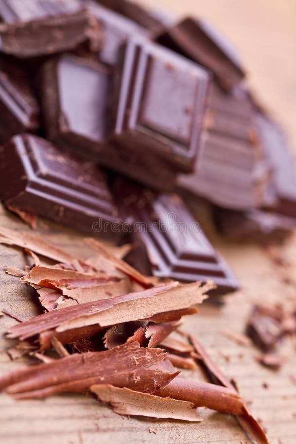 Chopped Dark Chocolate with Cocoa Stock Image - Image of black ...