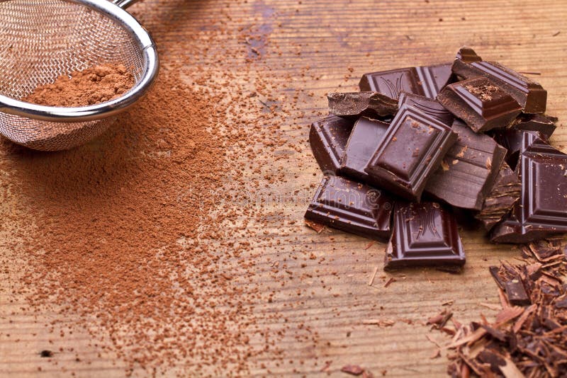 Chopped Dark Chocolate with Cocoa Stock Photo - Image of closeup, yummy ...
