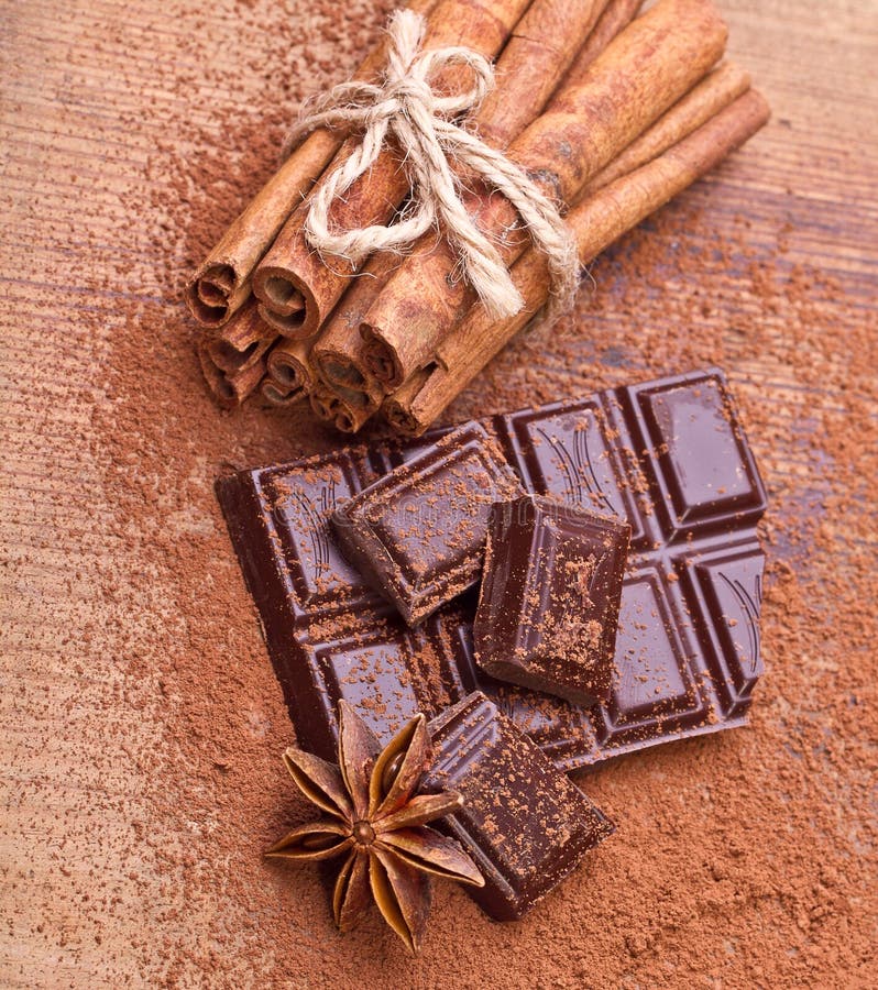 Chopped Dark Chocolate with Cocoa Stock Photo - Image of tasty ...