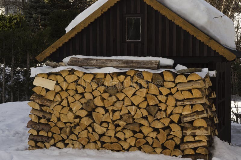 Chopped Down Wood Stacked Nicely Stock Image - Image of black, material ...