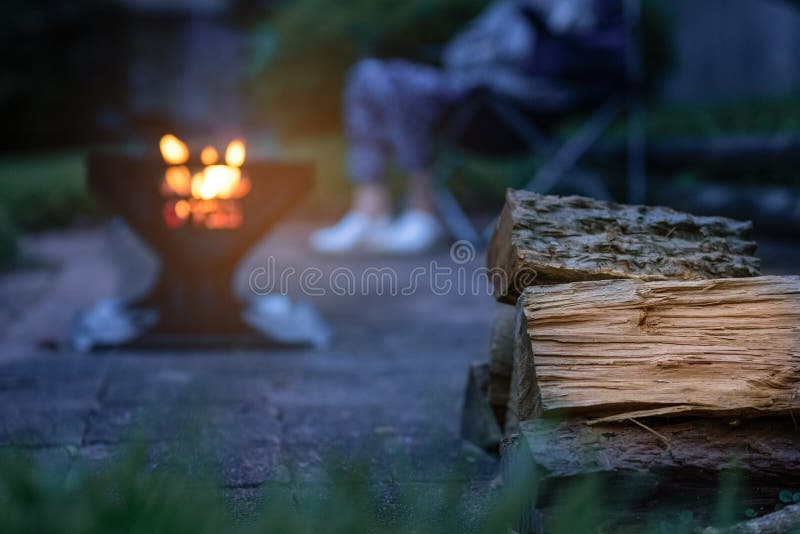 Chopped Fire Wood Logs. Campfire, Fire Pit Filled with Burnt Wood and ...