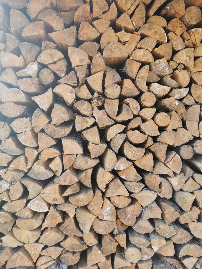 Chopped Firewood Stacked in a Row Stock Image - Image of wall, wood ...