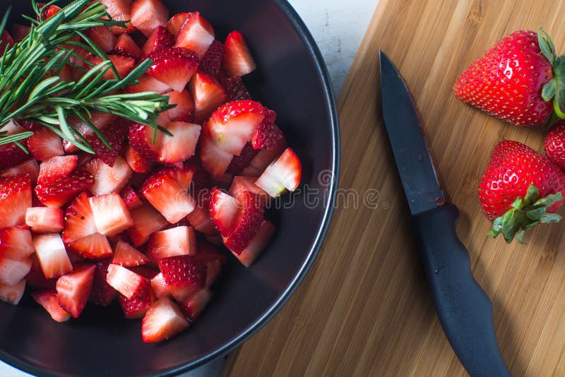 Chopped Fresh Red Spring Strawberries Stock Photo - Image of eating ...