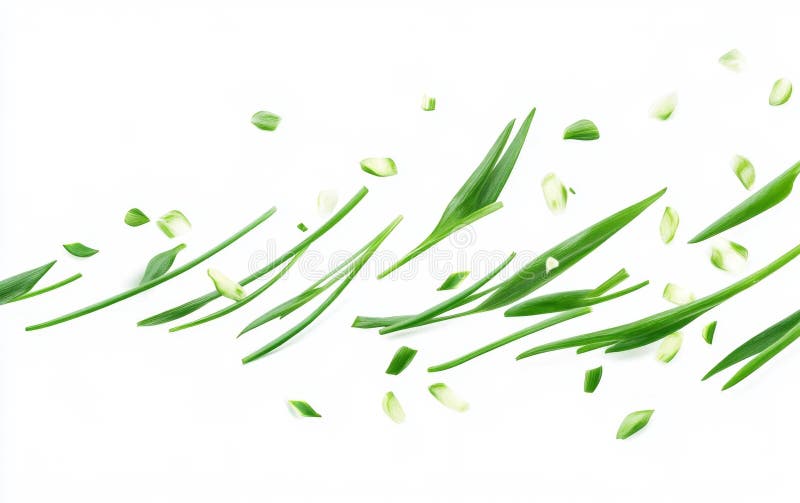 Chopped Green Onion Stalks Floating on White Generative AI Stock ...