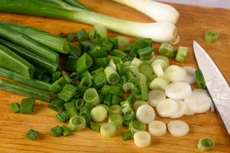 Chopped Green Onions on the Board Stock Image - Image of food, cooking ...