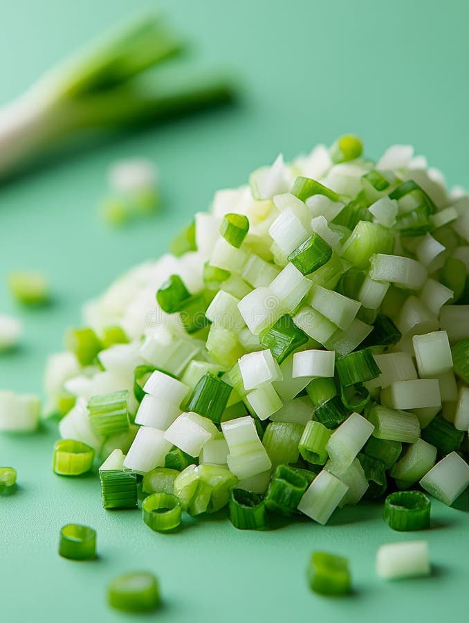 Chopped Green Onions on a Green Surface Stock Photo - Image of organic ...