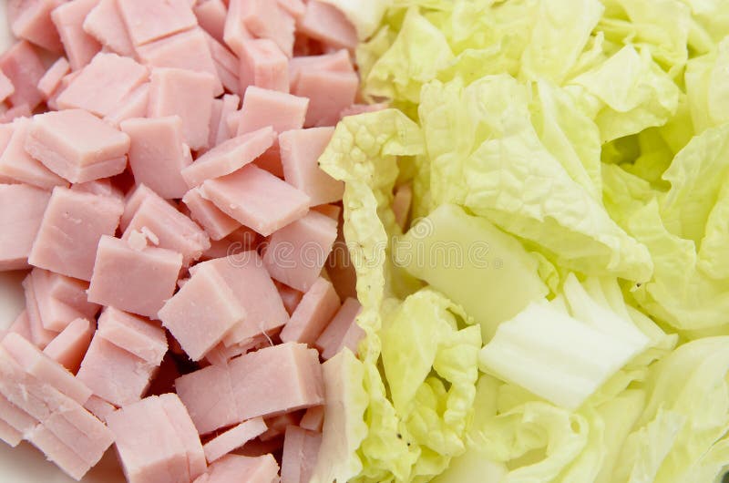 Chopped Ham and Chopped Lettuce Stock Image - Image of sliced, cold ...